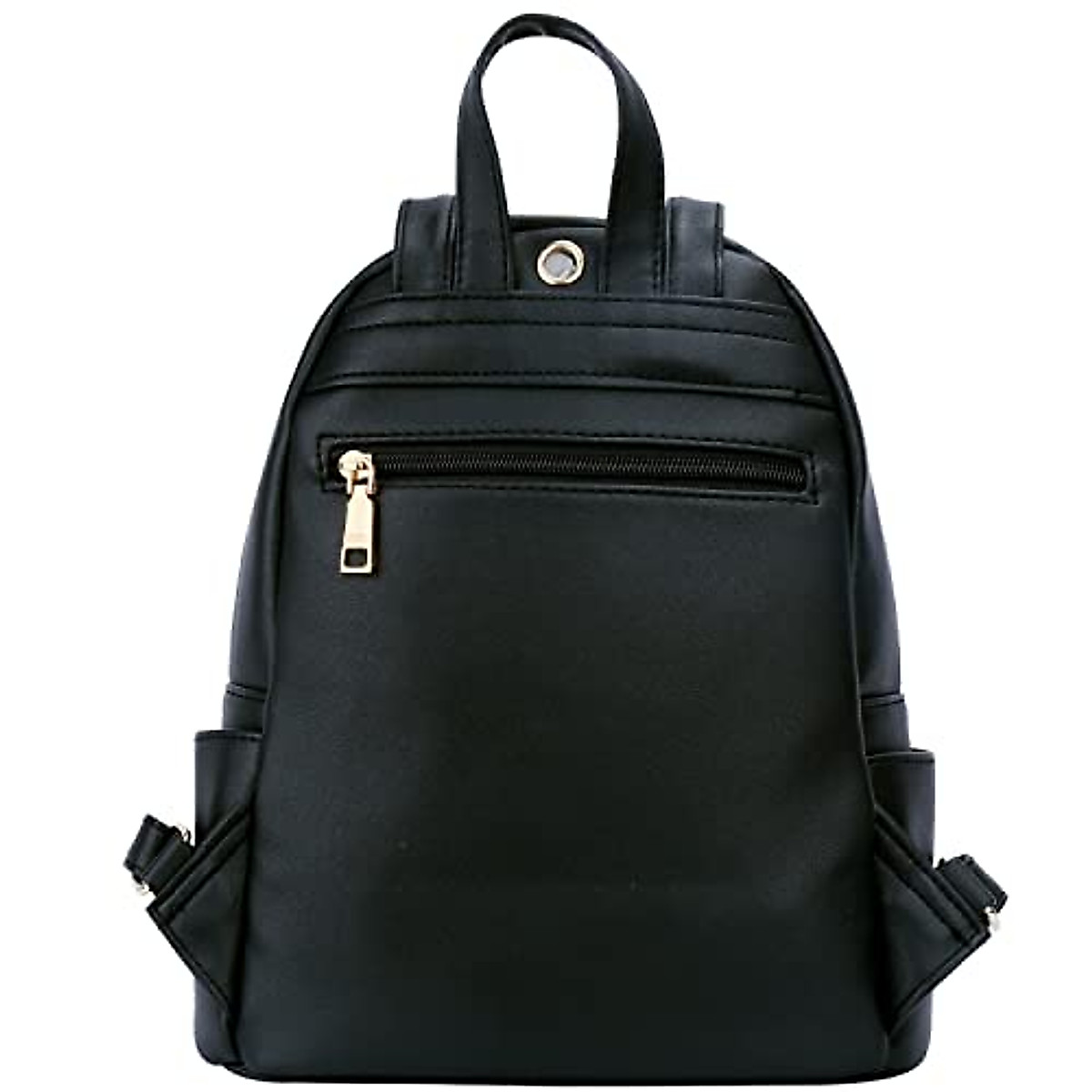 KKXIU 3pcs Fashion Small Synthetic Leather Backpack Purse Cute Mini Bookbag for Women and Girls (Black)