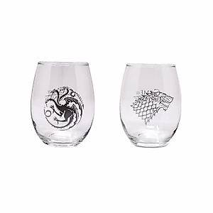 Game of Thrones Collectible Wine Glass Set (House Stark & House Targaryen)