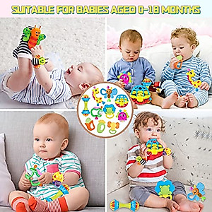 Baby Rattles Toys for 0-6 Months - 14 PCS Infant Toys 0-3 Month Old Baby Boy Girl Gifts Set with Teething and Wrist Socks Rattle Infant Newborn Sensory Toy