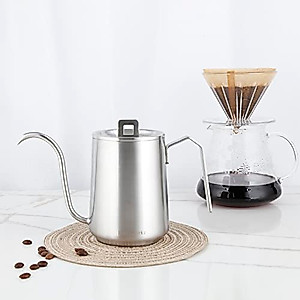 Easyworkz Gooseneck Pour Over Coffee Kettle 20 oz Stainless Steel Hand Drip Coffee Pot With Long Narrow Spout, Brushed Silver