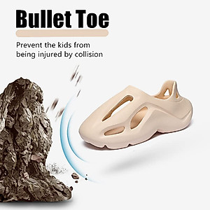 Kids Clogs Foam Runner Shoes Boys Girls 400 Hollow Cloud Slides Slippers Outdoor Walking Sneakers Soft Non-Slip Water Platform Trainers Children Breathable Beach Sandals(Beige,34/35)