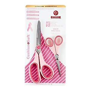 Mundial P1852B CushionSoft Special Edition 8-1/2-Inch and 5-1/2-Inch Ambidextrous Scissors, 2-Piece Set, Pink