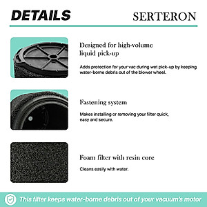 VF7000 Replacement Filter Compatible with Ridgid Wet Only Vac Filter for Ridgid 5-20 Gallon Wet/Dry Vacuums 2pack