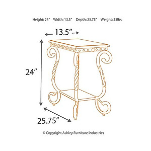 Signature Design by Ashley Rafferty Vintage Inspired Rectangular Open Chairside End Table, Dark Brown