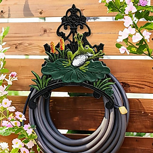 Wall Mounted Garden Hose Holder - Heavy Duty Cast Iron Water Hose Holder for Indoor Outdoor, Garden & Yard Decoration Water Pipe Hanger, Metal Sturdy Hose Rack Reel Storage Butler (Frog)