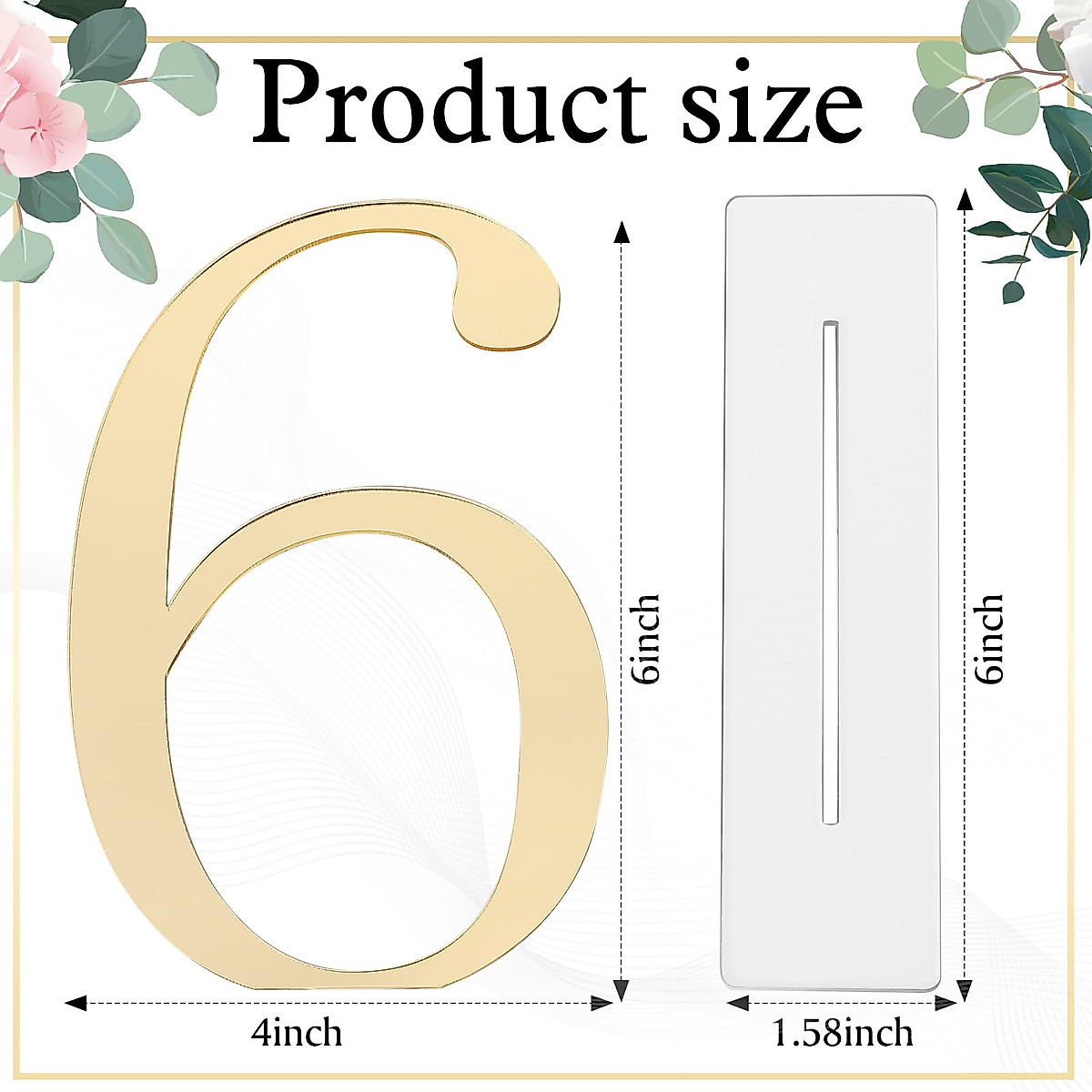 10 Pcs Gold Table Numbers Wedding Table Numbers 1-10 Signs Acrylic Table Numbers with Protective Film Elegant Gold Mirror Numbers for Wedding Reception Party Birthday Anniversary Event Decorations