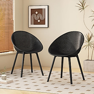 Christopher Knight Home Black Lounge Chairs Set of 2 – Modern Accent Chairs-Resistant Patio Chairs with Mesh Design for Garden, Balcony, or Backyard – Sleek and Comfortable Seating for Outdoor Spaces