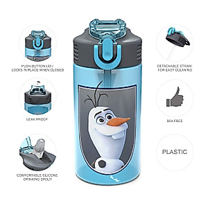 Zak Designs Disney Frozen 2 Kids Water Bottle Set with Reusable Straws and Built in Carrying Loops, Made of Durable Stainless Steel & Plastic, Leak-Proof Bottle Design (Elsa/Anna, BPA-Free, 2pc Set)