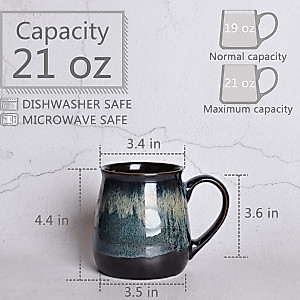 Bosmarlin Large Ceramic Coffee Mug, Big Tea Cup for Office and Home, 21 Oz, Dishwasher and Microwave Safe (Deep Blue, 1)