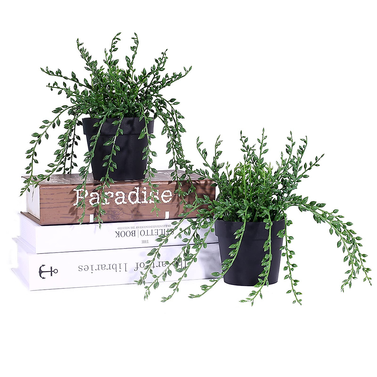 HUANGXIN Fake Plants Artificial Succulents Planters Realistic Faux Plant Mini Potted String of Pearls for Home Garden Office Decor