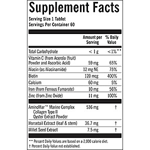 Viviscal Hair Growth Supplements for Women to Grow Thicker, Fuller Hair, Clinically Proven with Proprietary Collagen Complex, 60 Count (Pack of 1), 1 Month Supply