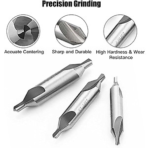 Auniwaig 5pcs 2mm x 8mm Center Drill Bits Combined Drill Countersink Lathe Mill Tool Set HSS-6542 60 Degree Combined Drills Plain Type B with Protective Cone