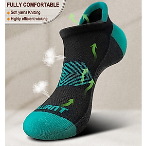 BULLIANT Socks For Women 6Pairs-Womens Athletic Ankle Socks No Show Cushioned for Walking Running-Compression Arch Support(6Pairs,Shoes Size:Women 6-8)