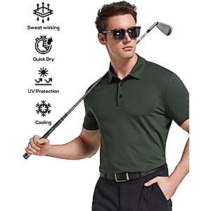 TELALEO 5 Pack Mens Polo Shirts Quick Dry Short Sleeve Golf T Shirt Performance Moisture Wicking Casual Workout L/02