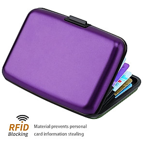 Coco Rossi Mini Credit Card Holder for Women,RFID Blocking Slim Hard Card Case ID Case Travel Wallet, Dark Purple.