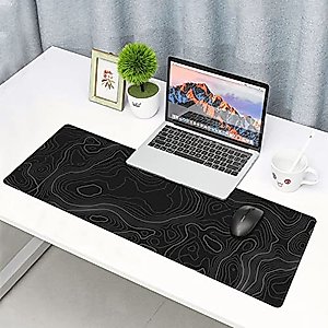 BZU Topographic Contour Extended Big Mouse Pad Large,XL Gaming Mouse Pad Desk Pad,31.5x11.8inch Long Computer Keyboard Mouse Mat Mousepad with 3mm Non-Slip Base and Stitched Edge for Home Office Work