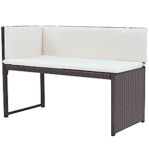 vidaXL Patio Dining Set 5 Pieces Patio Dining Dinner Balcony Backyard Terrace Dinette Table Chair Home House Steel Poly Rattan Brown