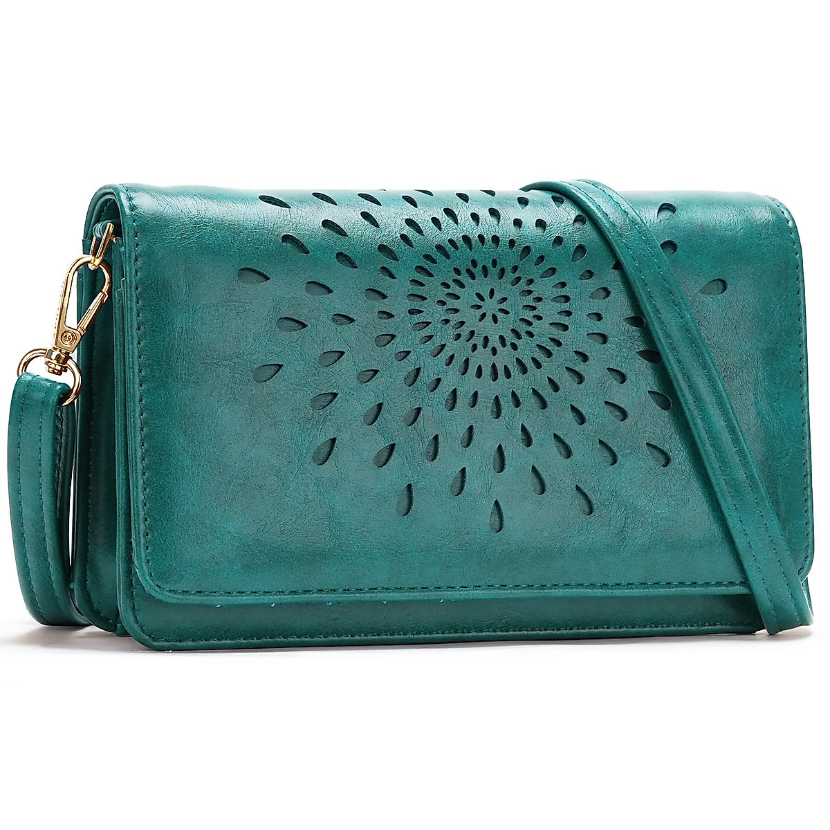 APHISON Multi-Function Small Crossbody Bags For Women,Cell Phone Shoulder Bag,Clutch Purse,RFID Wristlet Wallet,Card Holder Peacock-Blue