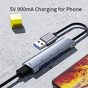 SHANSHIWU USB Hub, 4 Port USB Hub, Ultra Slim Portable Data Hub Applicable for MacBook, Mac Pro, Mac Mini, iMac, Surface Pro, XPS, PC, Flash Drive-Space Grey