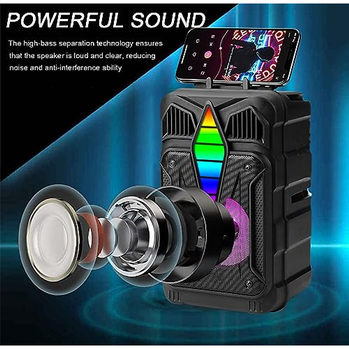 CZRXLLGD Bluetooth Speaker, IPX5 Waterproof Speaker with HD Sound, RGB Multi-Colors Rhythm Lights, Up to 8H Playtime, TWS Pairing, Portable Wireless Speakers for Home, Party