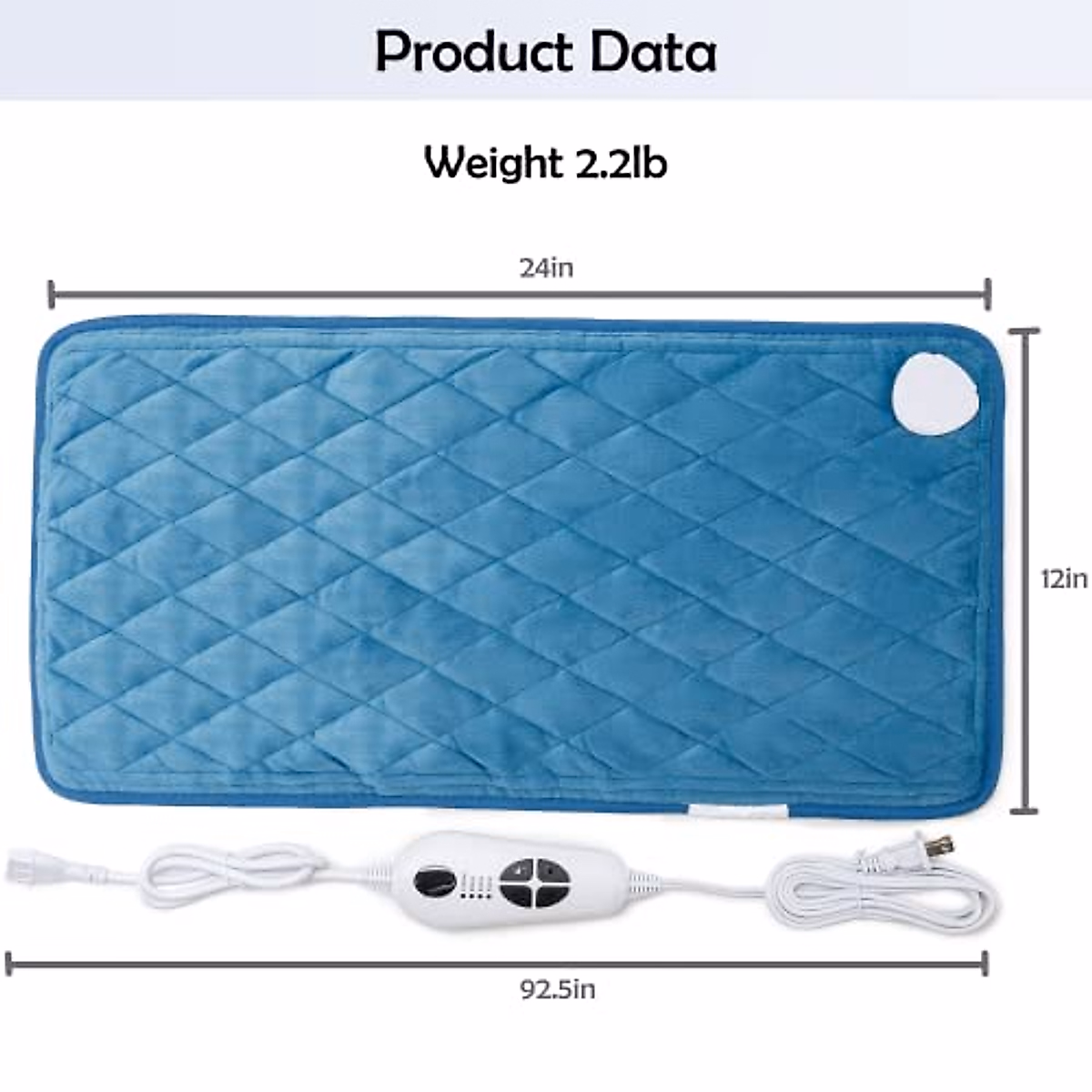 Weighted Heating Pad - 2.2lb Large Electric Heated Pad,with 6 Temperature Levels,with 4 Kinds of time Automatic Shutdown,Fast-Heating Technology for Waist/Abdomen/Neck Pain and Cramps Relief,12''×24''