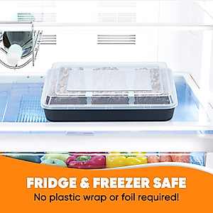 E-far Baking Pans with Lids Set of 3, Nonstick Sheet Cake Pan for Oven Lasagna Brownie Casserole - 12.5/10.5/9.4Inch, Rectangle Metal Bakeware Set, Stainless Steel Core - 6 Pieces(3 Pans + 3 Covers)