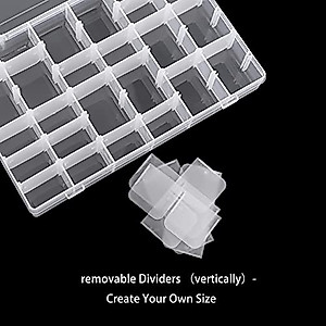 RIVERTREE Earring Box Organizer Jewelry Storage Container Clear Plastic with Lid and Adjustable Dividers 36 Grids Compartment Travel