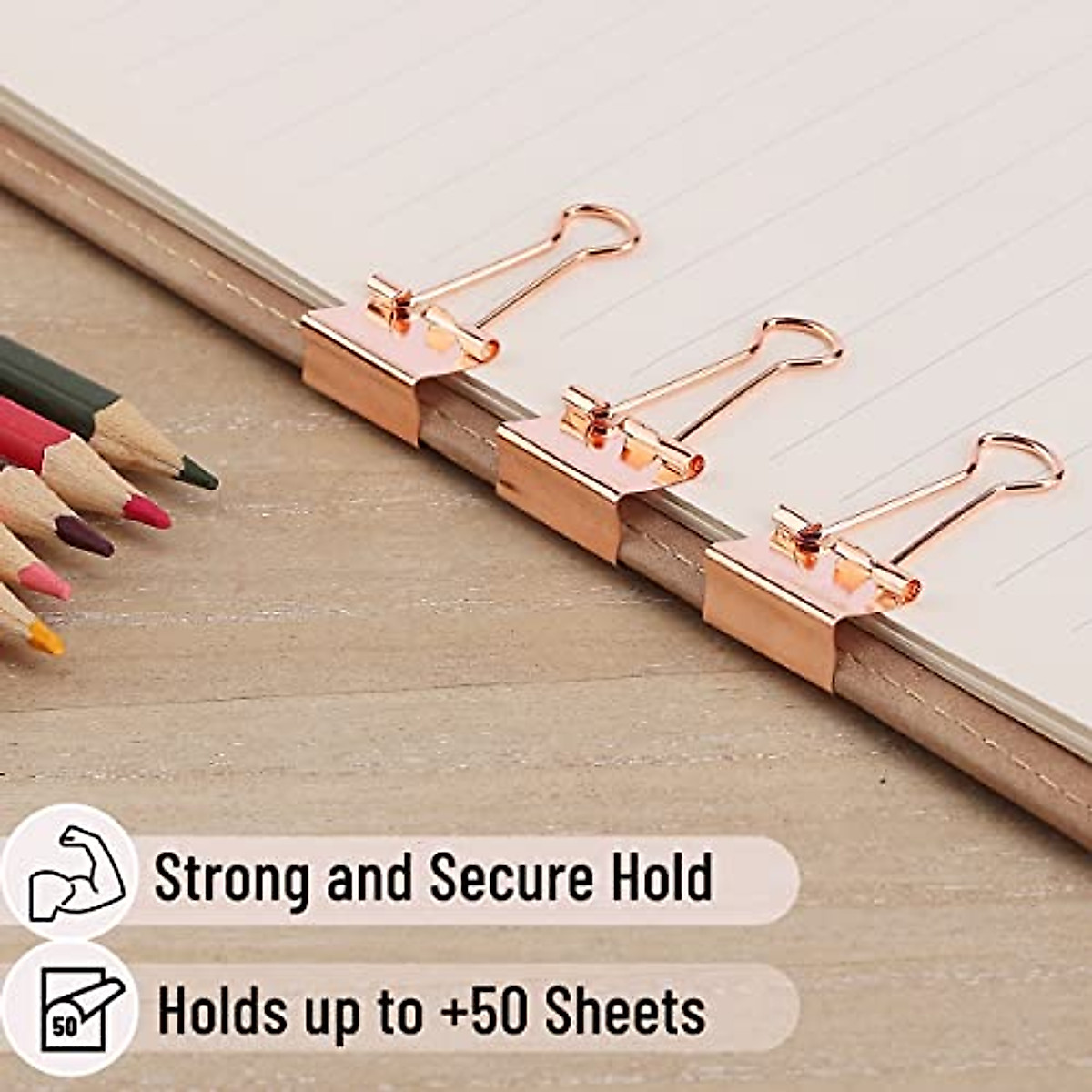 Mr. Pen- Binder Clips, Small Binder Clips, 50 Pack, 0.75 in, Rose Gold, Small Clips, Paper Binder Clips, Binder Clips Small Size, Small Paper Clips, Office Clips, Micro Binder Clips, Mini Binder Clips