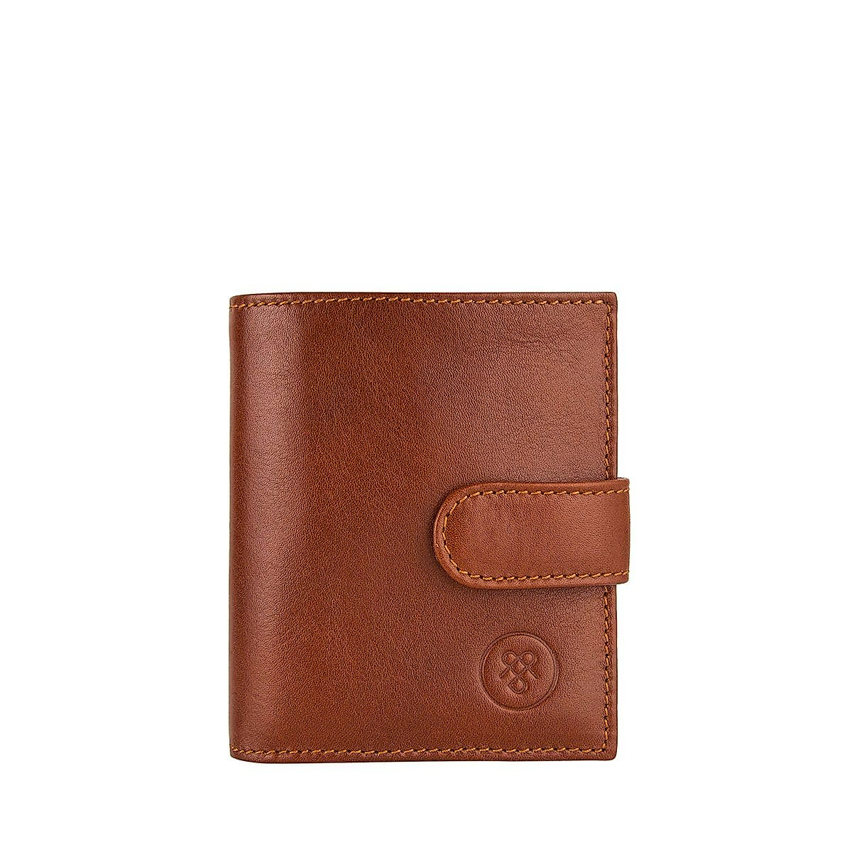 Maxwell Scott - Mens Compact Luxury Leather Mens Small Wallet with Button Fastener - Made in Italy - The Pietre Chestnut Tan