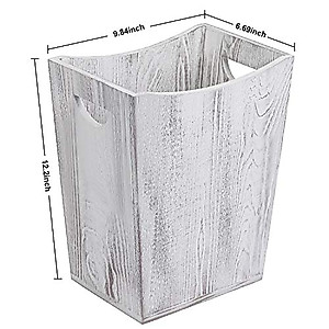 LIANTRAL Wood Trash Can, Office Trash Can, Rustic Farmhouse Style Wastebasket Bin for Bathroom, Office, Bedroom, Living Room, Bathroom Trash Can, Trash Can Bedroom, Rustic Gray