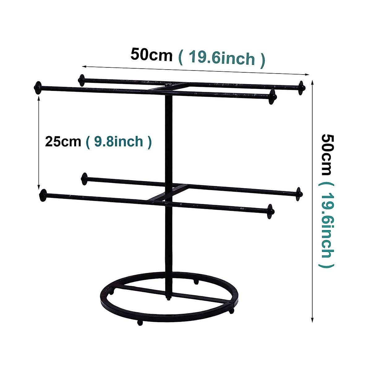 Desktop Ribbon Display Stand Two-Sided Ribbon Roll Storage Rack, 2-Tiers Iron Ribbon Shelf Holder for Cake/Gifts/Flowers Store, Black