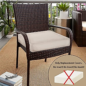 Magpie Fabrics Indoor Outdoor Patio Replacement Cushion Cover with Ties 2 Pack, Loveseat Chair Couch Slipcover Water Repellent UV Resistant Decor for Home Garden(Recycled Cream White, 24x24x4 Inch)