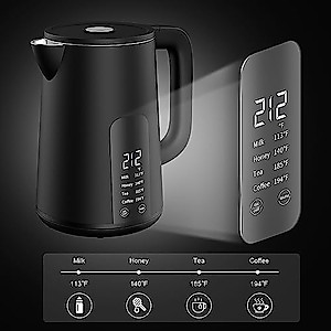 Onlicuf Temperature Control Electric Kettle, 304 Stainless Steel Interior Tea Kettle & Hot Water Boiler with Display, Auto-Off & Boil-Dry Protection, 1.7L, Keep Warm, Fast Boiling, BPA Free.