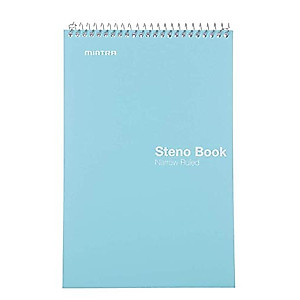 Mintra Office Steno Book - (BRIGHTS - Purp/Wht/Teal/Orange) - 6inx9in, 100 Sheets, 8 Pads/Pack, Narrow Ruled - Poly Cover, Notebook for writing notes in school, university, college, work, office