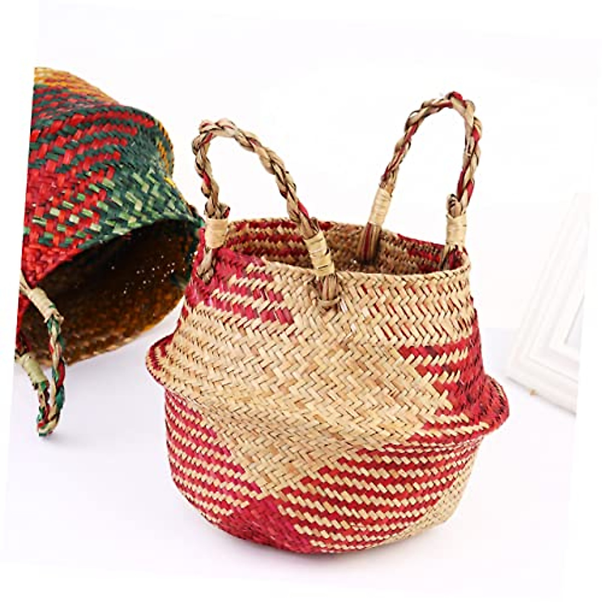 BUGUUYO Arched Flower Basket Bamboo Red