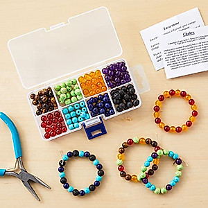 Bright Creations 224 Pieces Chakra Beads for Jewelry Making, Bulk 8mm Lava Rock Stones with Storage Box, 8 Colors