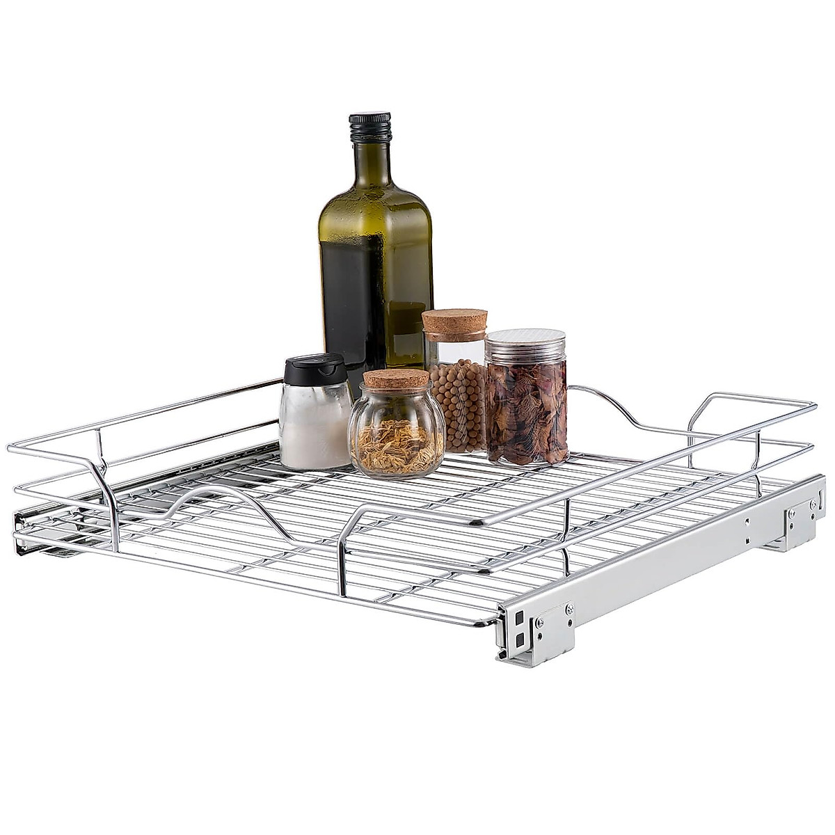 OCG Pull Out Cabinet Organizer (11" W x 21" D), Pull out Drawers for Kitchen Cabinets, Pull Out Shelves for Base Cabinet Organization in Kitchen Bathroom Pantry, Chrome Finish