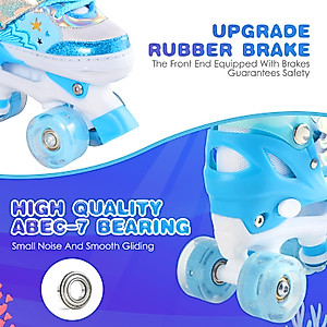 Mermaid Kids Roller Skates Adjustable Roller Skates with Light Up Wheels for Kids, Beginner, Girls, Boys Outdoor Roller Skating for Toddlers, Skating Shoes for Ages 3-12