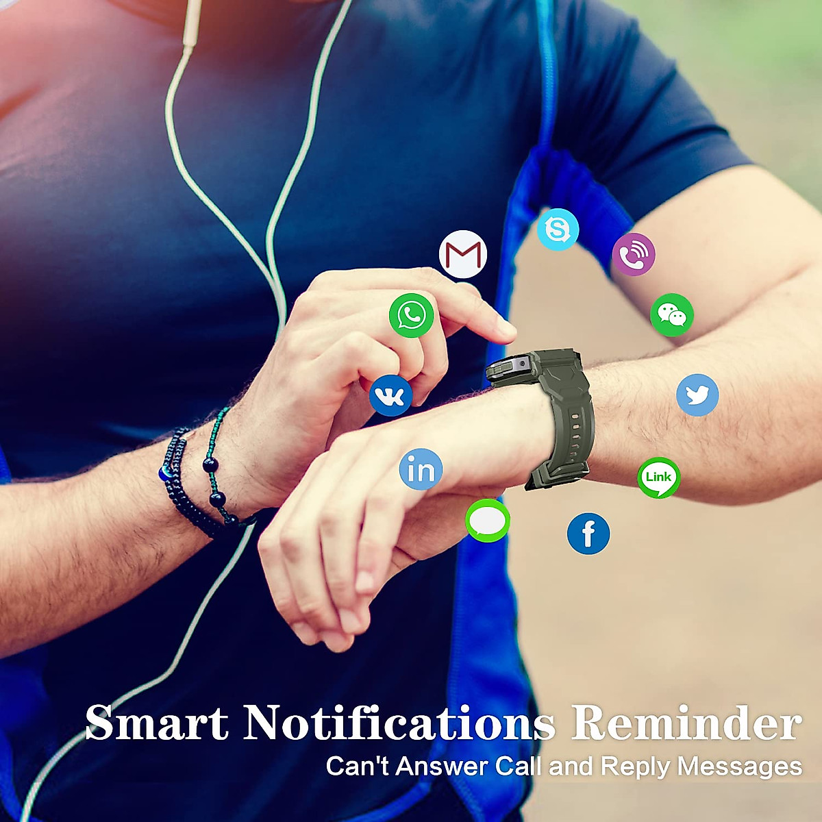 UHOOFIT Smart Watch for Men, Smartwatch Compatible withAndroids iOS, 5ATM Waterproof Fitness Watch with 24 Sports Modes Message Notification Heart Rate Blood Oxygen Monitor and Sleep Tracking
