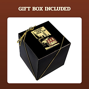 Alex Cramer Golden Gate Dice Shaker Cup Set - 5 White Dice, Drawstring Pouch & Book of Dice Games (Liar’s Dice) Included - Leather Dice Cup - Quiet Shaking.