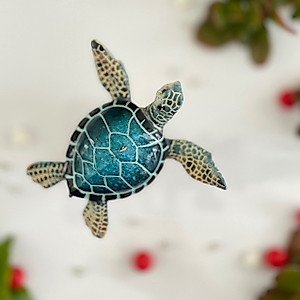 Blue Sea Turtle Ornament - Hand-Painted 2023 Christmas Decorations - Beach Themed, Ocean Decor Christmas Tree Ornaments - Ideal Stocking Stuffer in Giftable Packaging by rengöra