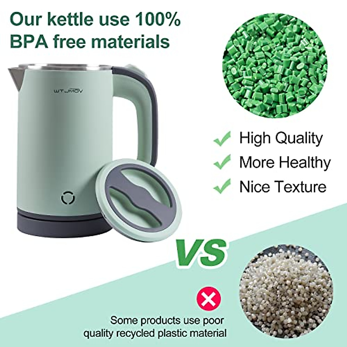 WTJMOV Small Electric Kettle Stainless Steel, 0.8L Portable Tea Kettle Auto Shut-off, Low Power Hot Water Kettle for Camping, Travel, Office and More