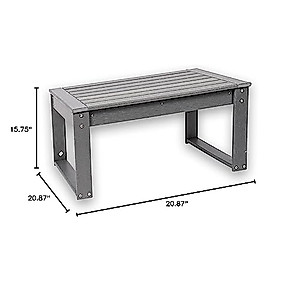 LAUREL CANYON Outdoor Coffee Table HDPE Recycled Plastic Patio Porch, Yard, Park, Lawn, Slate Grey