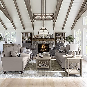 Bush Furniture Hudson 102-inch Stain-Resistant Contemporary Couch, Long Lasting Comfort, Easy to Assemble Pet-Friendly Living Room Sofa to Lounge, 102W, Beige Herringbone