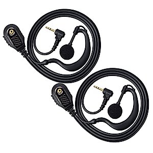 HYS Radio Earpiece Soft Rubber G Shape Earhook Law Enforcement Tactical Headset for Motorola Walkie Talkie T200TP T260 T100 T100TP T402 T460 T465 T600 T605 T800 Talkabout Radio(Pack of 2)