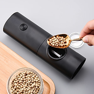 Electric Pepper Grinder or Salt Grinder, Adjustable Coarseness, Battery Powered Electric Pepper Grinder with Lights, one-handed operation, Frosted body ABS quality from IyxicmI