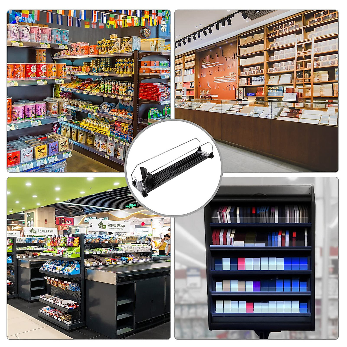 Plastic Pusher Tray Rack Automatic Vending Machine Sliding Organizer Fast Pusher Glide Pull Out Cabinet Shelf Kitchen Drink Storage Holder 35. 5x9cm