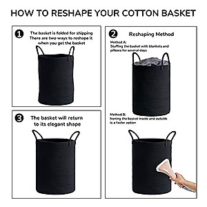 Goodpick Black Woven Rope Laundry Basket, Tall Modern Laundry Hamper for Clothes, Blankets, Toys, Towels, Pillows, Laundry Bin for Living Room, Bedroom, Entryway, 15 x 20 inches, 58L