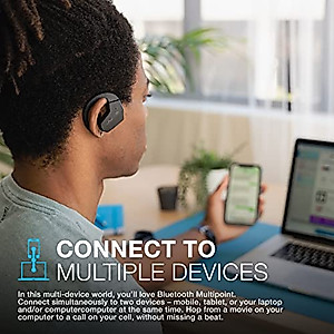 JLab Open Sport Open-Ear Wireless Earbuds | Black | Flexible Earhook | Bluetooth Multipoint | Dual Connect | Safe Listening | Optional Glasses Clip | 24+ Hours Battery Life | Custom EQ Sound Settings
