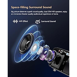 4K Daytime Gaming Projector 1000ANSI, WiFi 6 Bluetooth 1080P FHD Projector with Apps Android TV Home Cinema Indoor Outdoor, 4D/Zoom/PPT/Ceiling Projector for Phone/PC/DVD/Tablet/PS5/Fire Stick